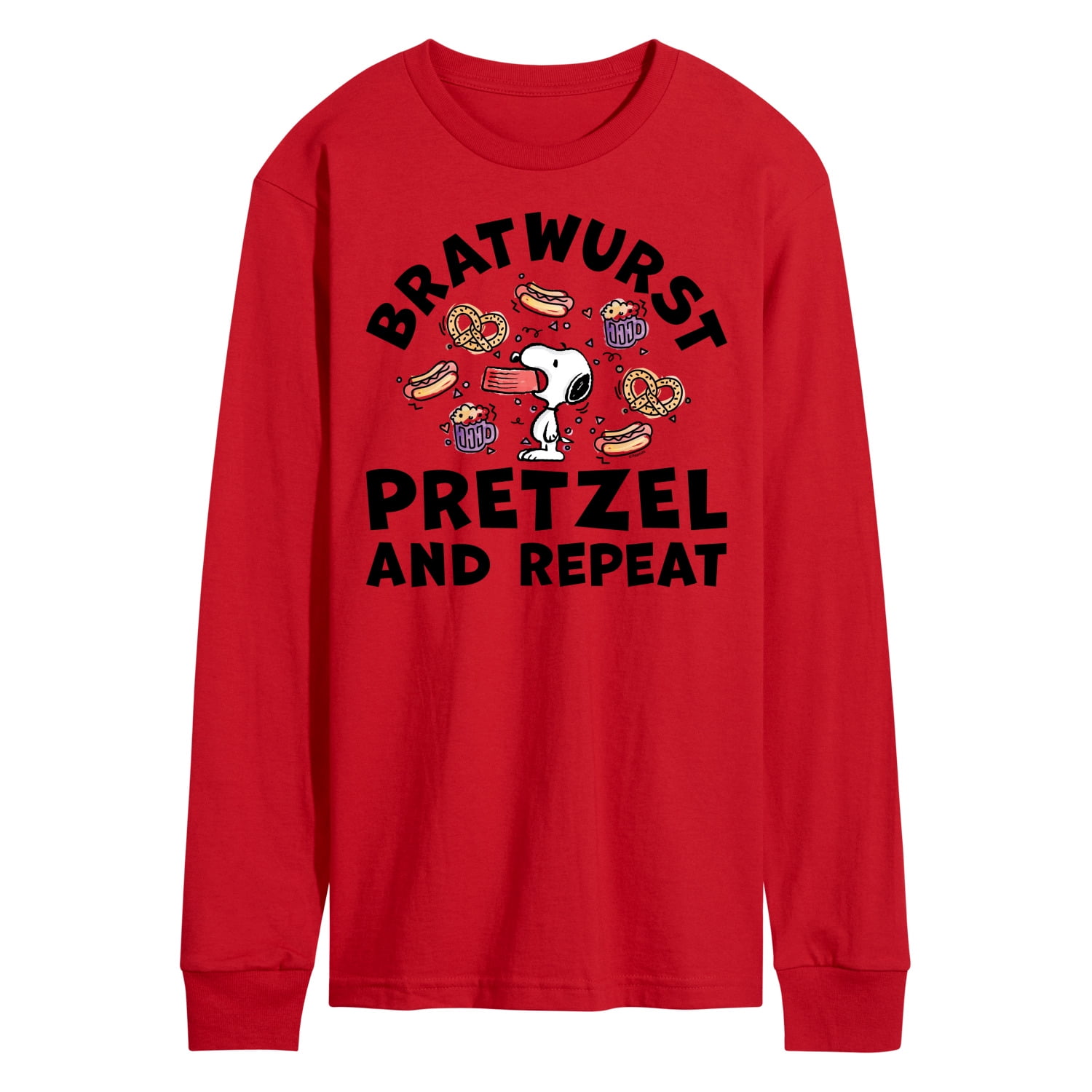 Peanuts - Bratwurst Pretzel And Repeat Snoopy - Men's Long Sleeve T ...