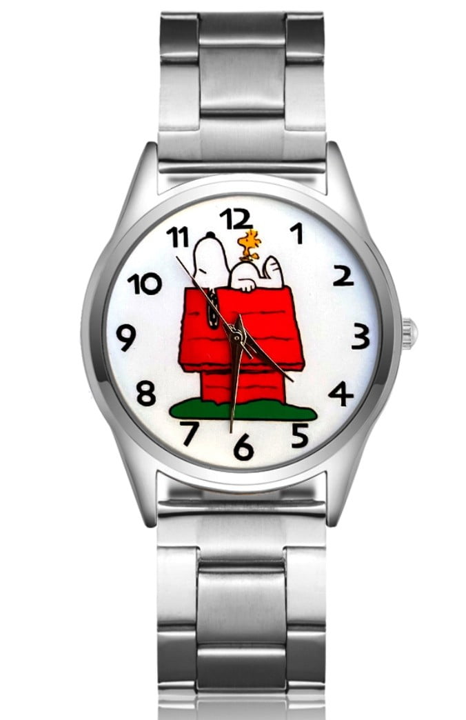 Peanuts Cartoon Dog on Dog House Metal Wristband Watch - Walmart.com