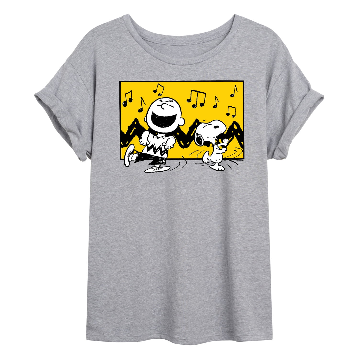 Peanuts - Charlie And Snoopy Dance Time - Juniors Ideal Flowy Muscle T ...