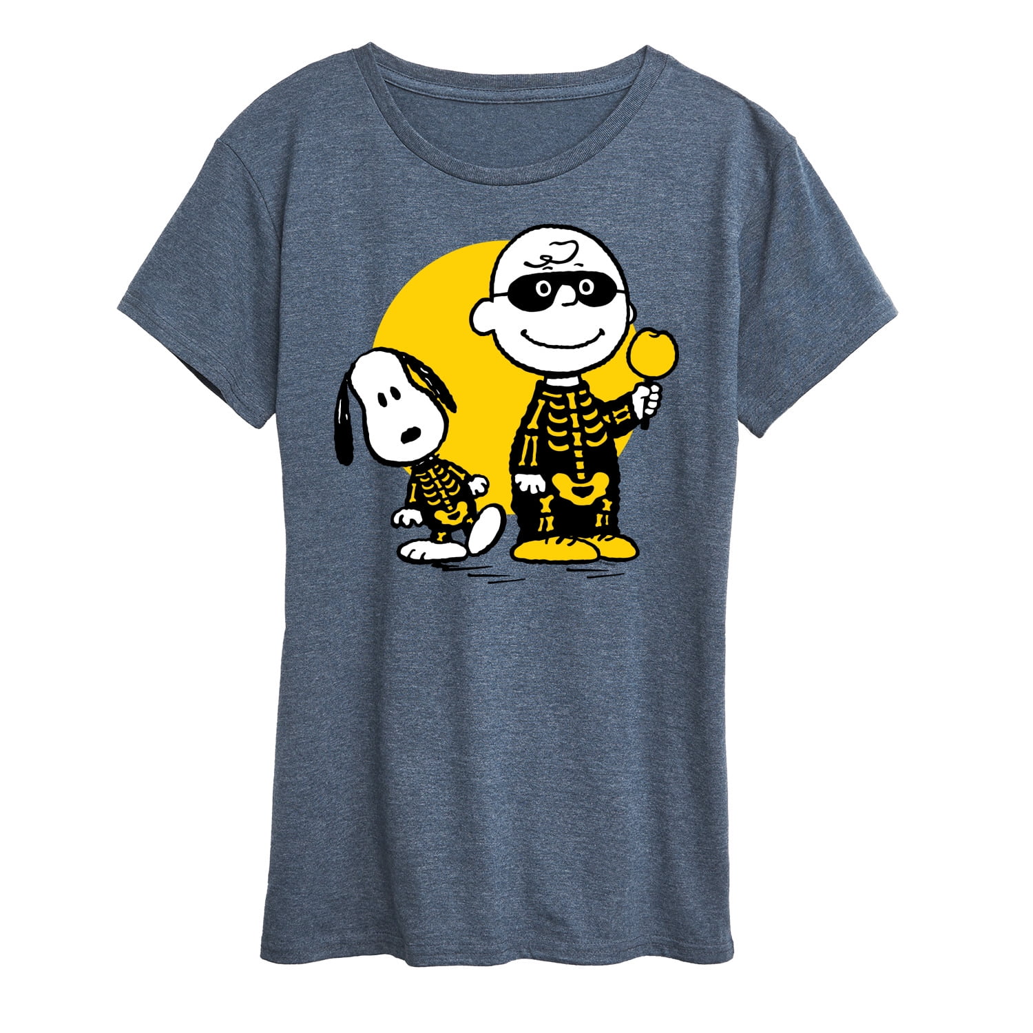 Peanuts - Charlie And Snoopy Skeleton - Women's Short Sleeve Graphic T ...