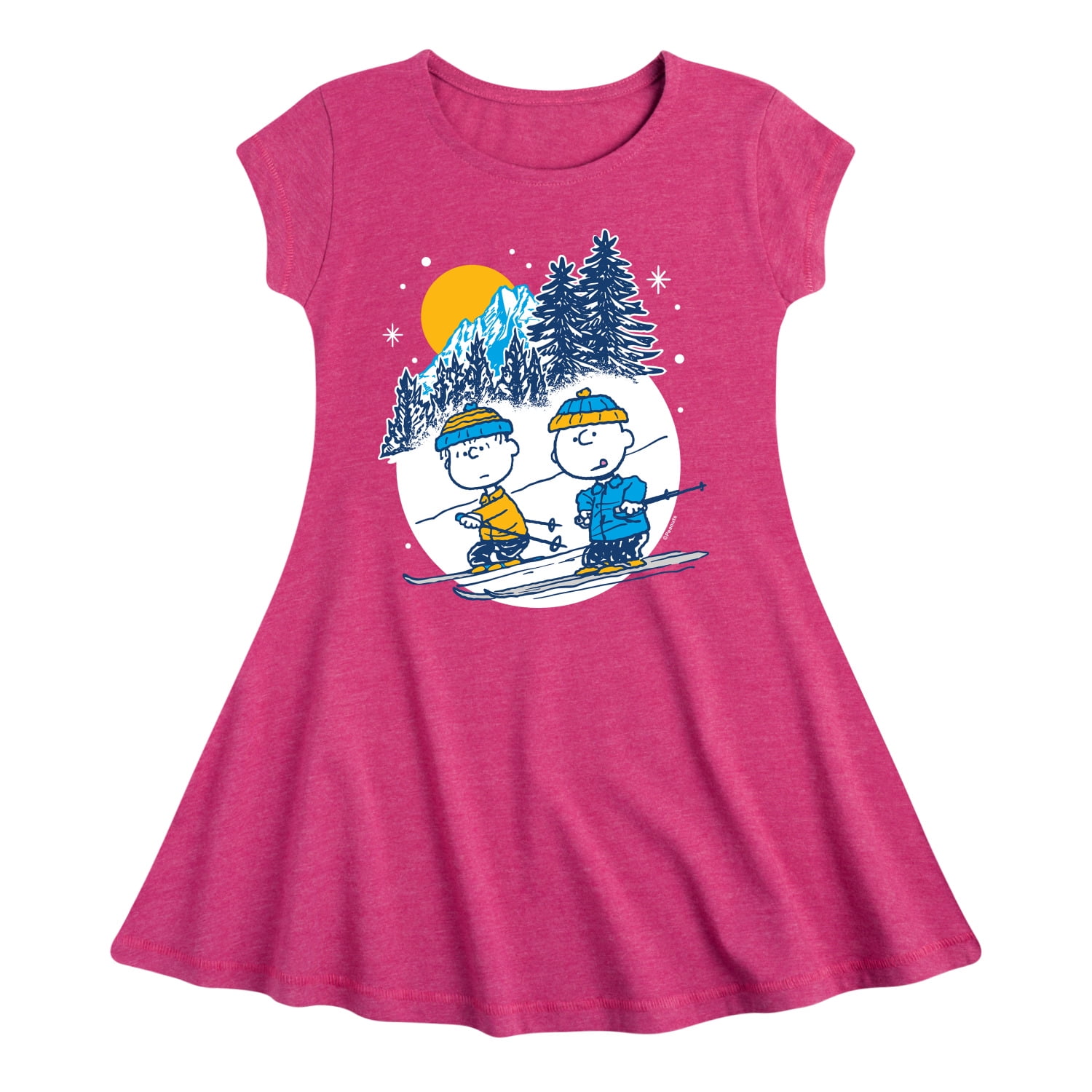Peanuts - Charlie Brown And Linus Skiing - Toddler And Youth Girls Fit ...