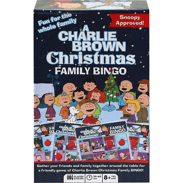 AQUARIUS Peanuts Charlie Brown Christmas Family Bingo Board Game Set ...