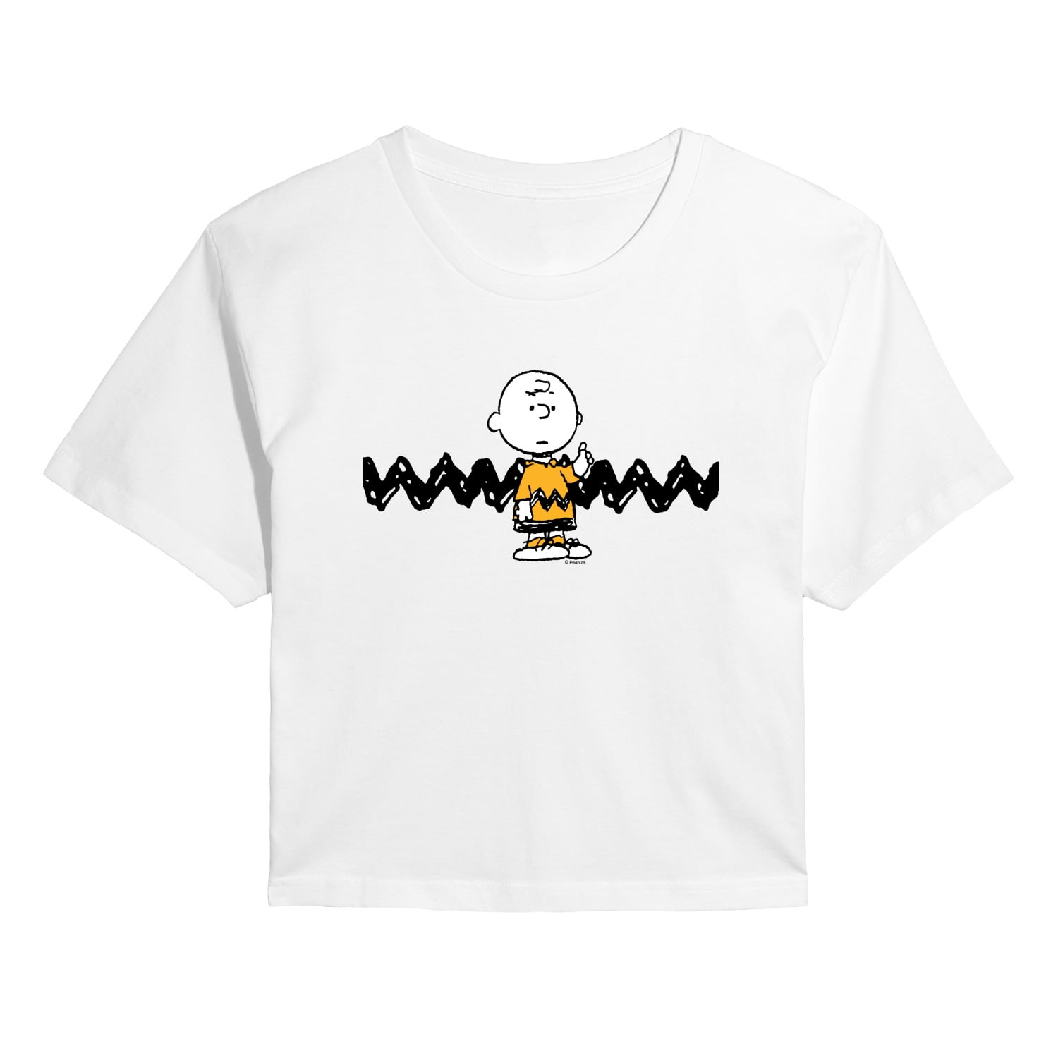 Peanuts - Charlie Brown - Juniors Cropped Graphic T-Shirt - Walmart.com