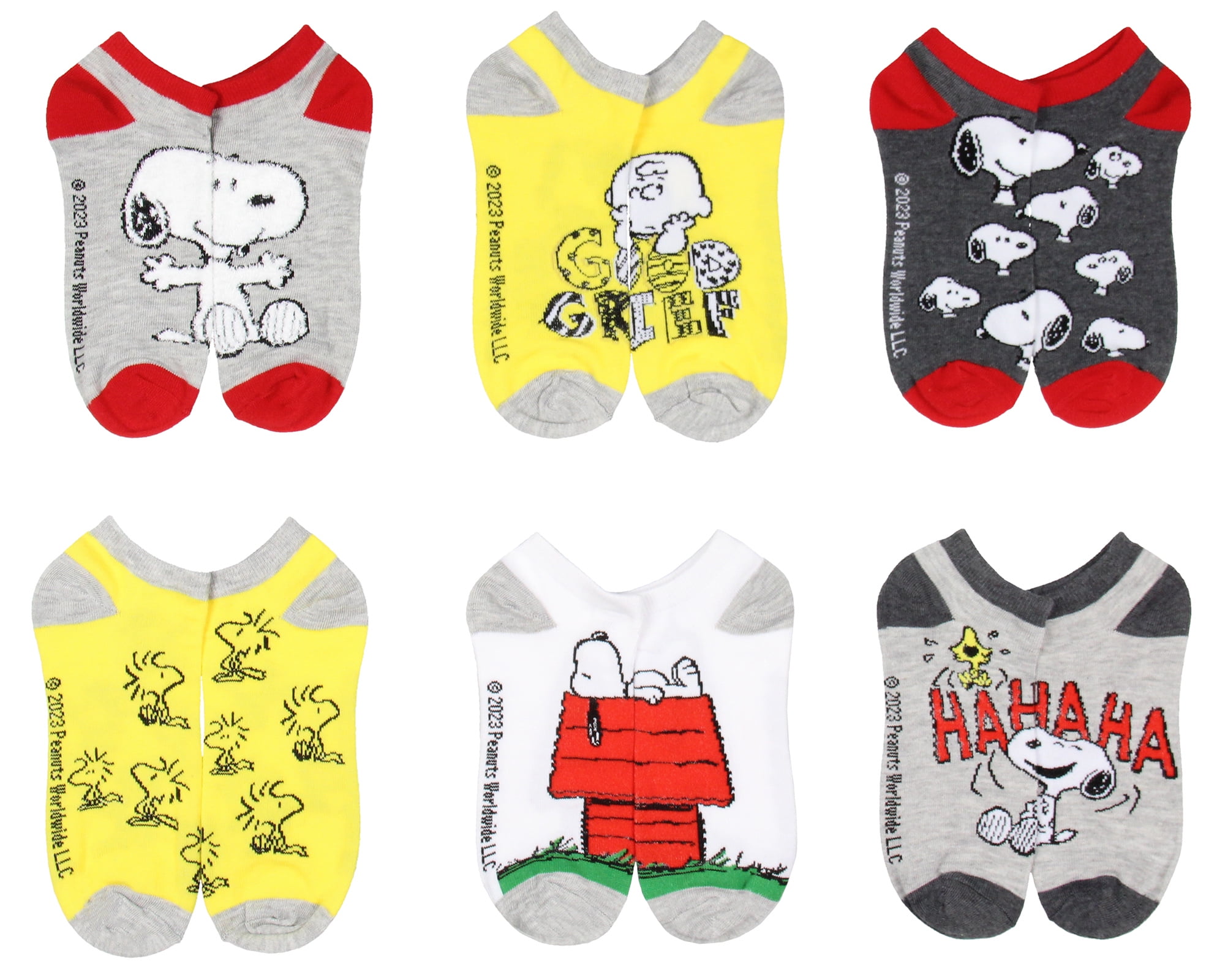 Peanuts Charlie Brown Snoopy And Woodstock No-Show Ankle Socks 6 Pair ...