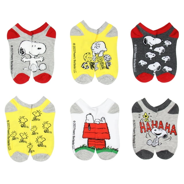 Peanuts Charlie Brown Snoopy And Woodstock No-Show Ankle Socks 6 Pair ...