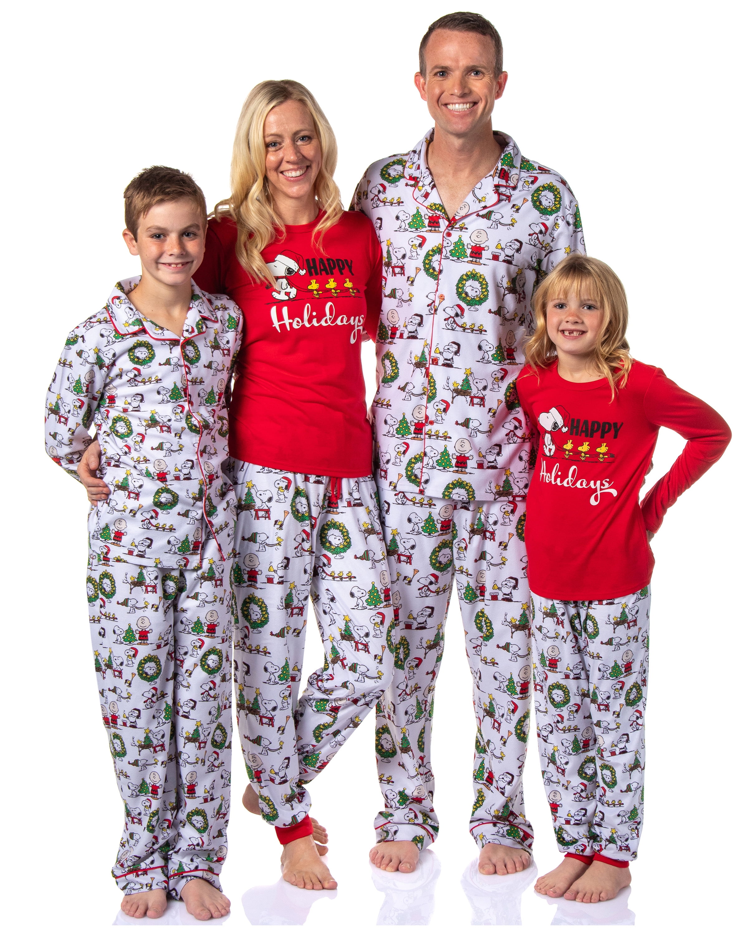 Peanuts Charlie Brown Snoopy Button Sleep Family Christmas Pajama Set ...