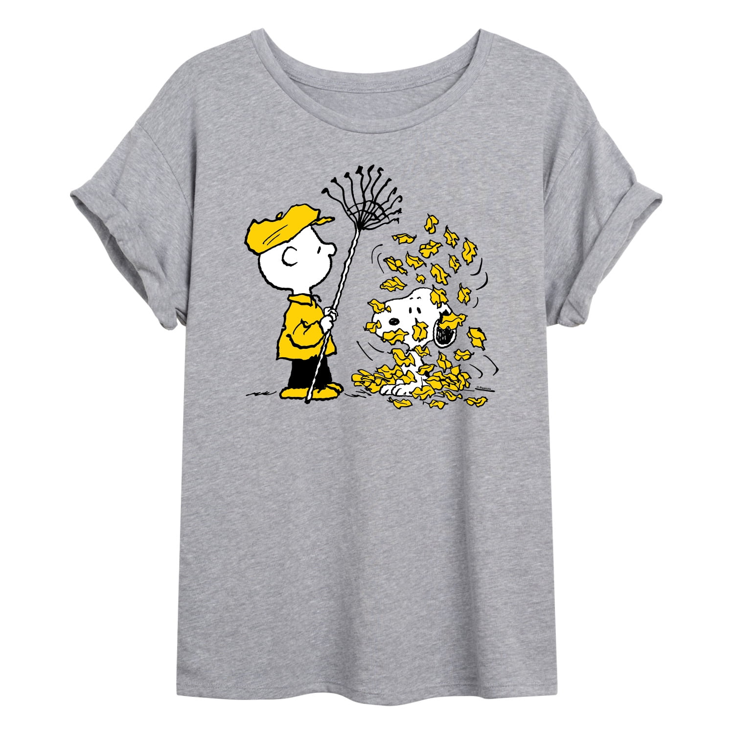 Peanuts - Charlie Brown Snoopy Fall Leaves - Juniors Ideal Flowy Muscle ...