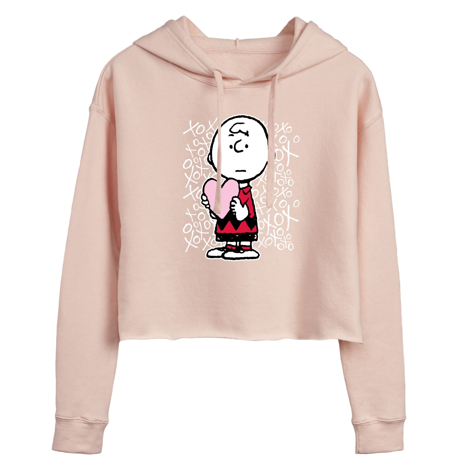 Peanuts - Charlie Brown Xoxo - Juniors Cropped Pullover Hoodie ...