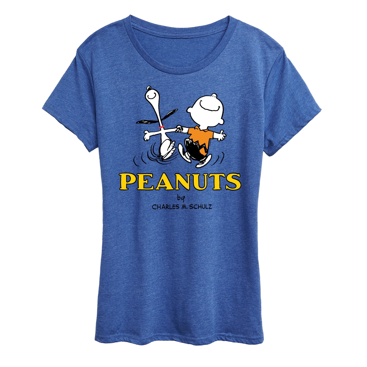 Peanuts - Charlie Snoopy Dancing - Women's Short Sleeve Graphic T-Shirt ...