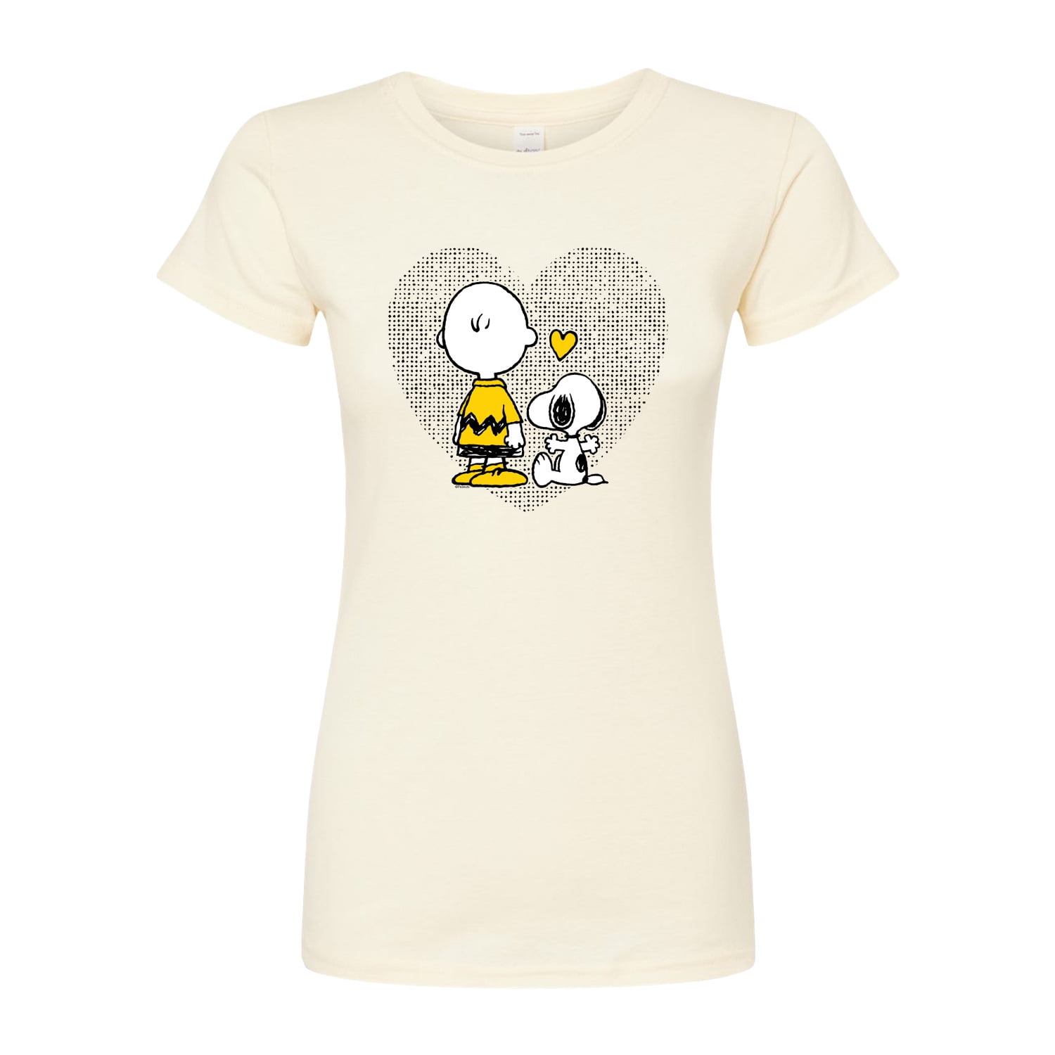 Peanuts - Charlie Snoopy Dot Heart - Juniors Fitted Graphic T-Shirt ...