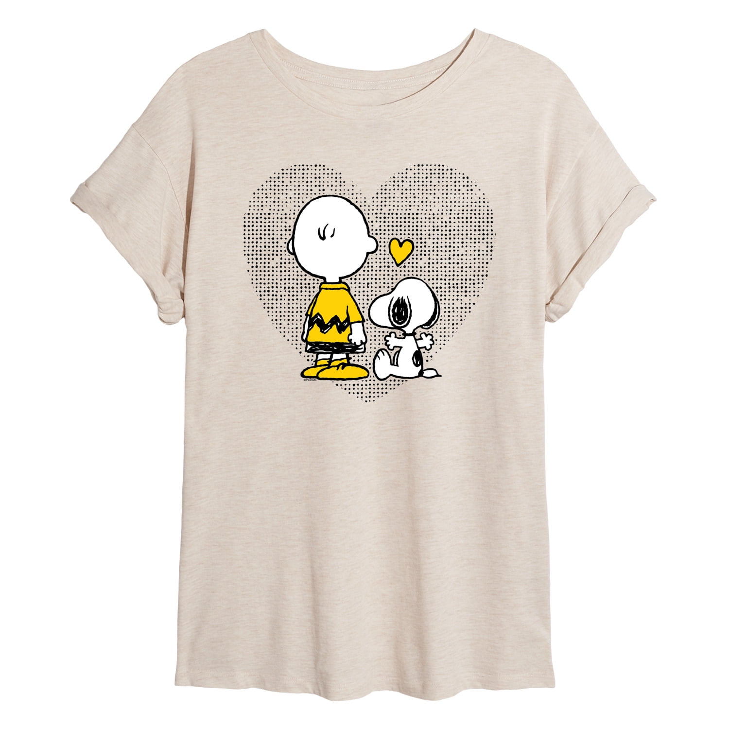 Peanuts - Charlie Snoopy Dot Heart - Juniors Ideal Flowy Muscle T-Shirt ...