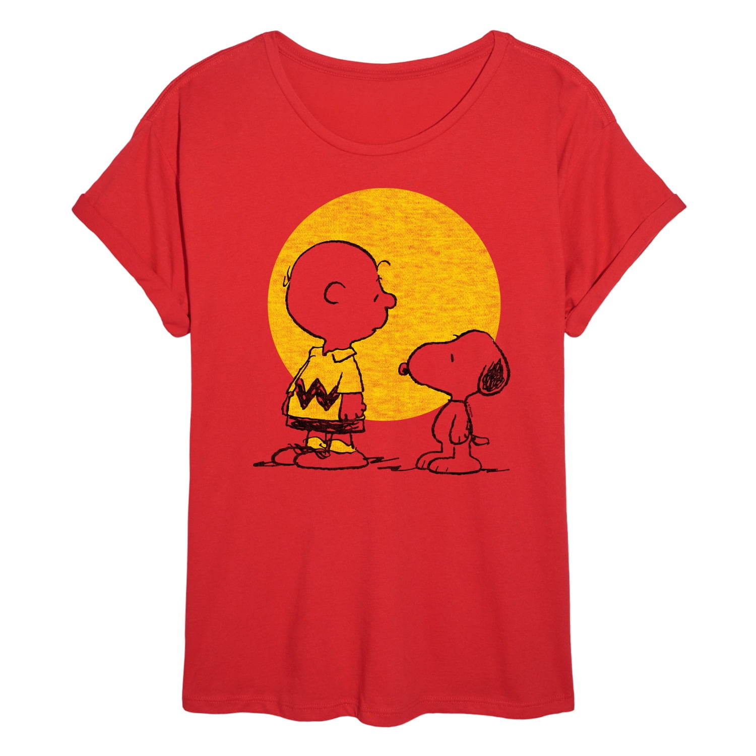 Peanuts - Charlie Snoopy Hearts - Juniors Ideal Flowy Muscle T-Shirt ...