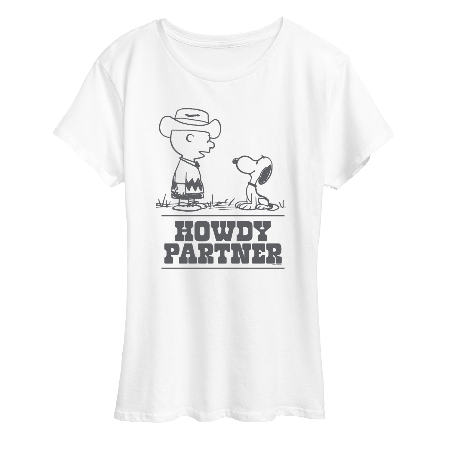 Peanuts - Charlie Snoopy Howdy Partner -Women's Short Sleeve Graphic T ...