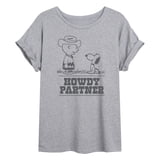 Peanuts - Charlie Snoopy Howdy Partner -Womens Oversized Graphic T ...