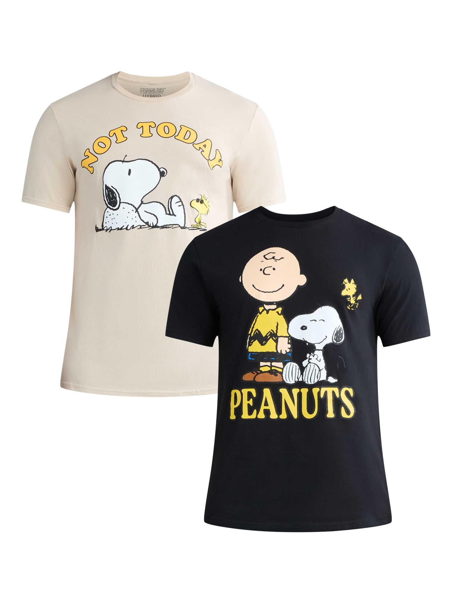 Peanuts Men's Snoopy & Charlie Brown Graphic Tees 2-Pack, Sizes S-3XL ...