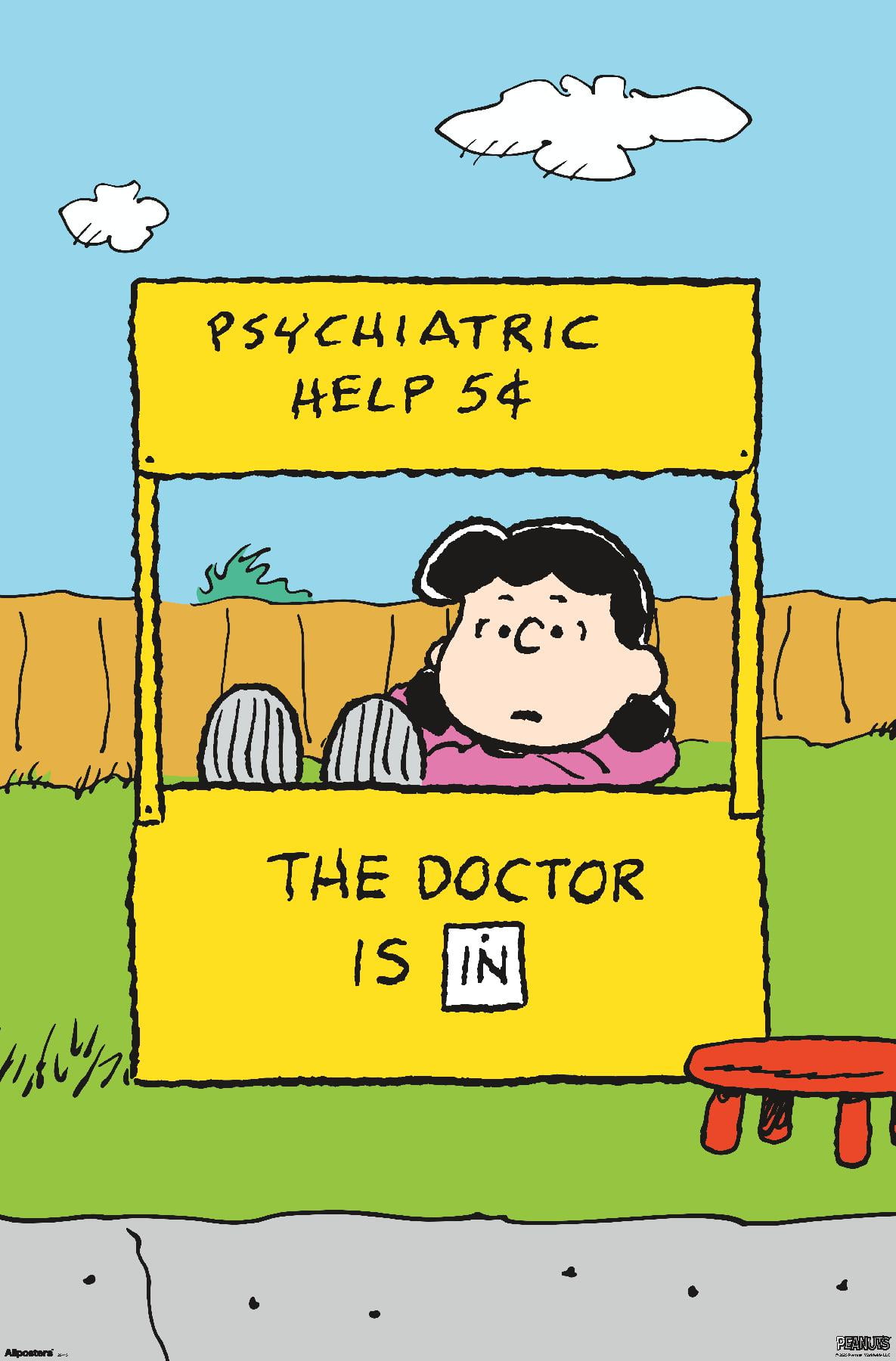 Peanuts: Classic - Lucy's Psychiatric Help Wall Poster, 14.725" x 22. ...