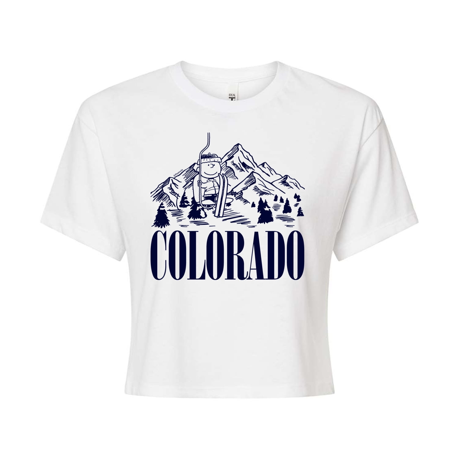 Peanuts - Colorado Charlie Brown - Juniors Cropped Cotton Blend T-Shirt ...