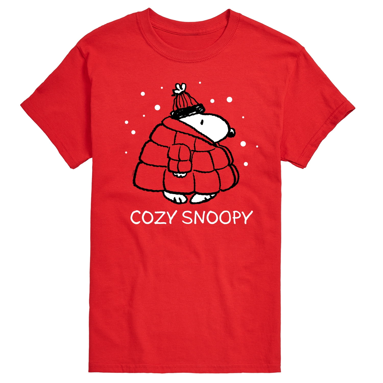 Peanuts - Cozy Snoopy - Men's Short Sleeve Graphic T-Shirt - Walmart.com
