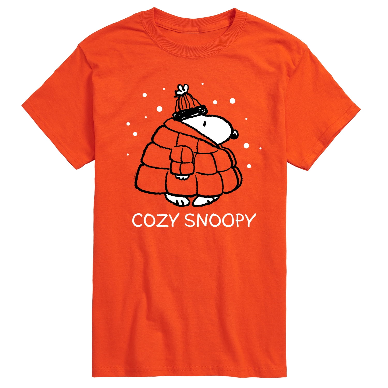 Peanuts - Cozy Snoopy - Men's Short Sleeve Graphic T-Shirt - Walmart.com