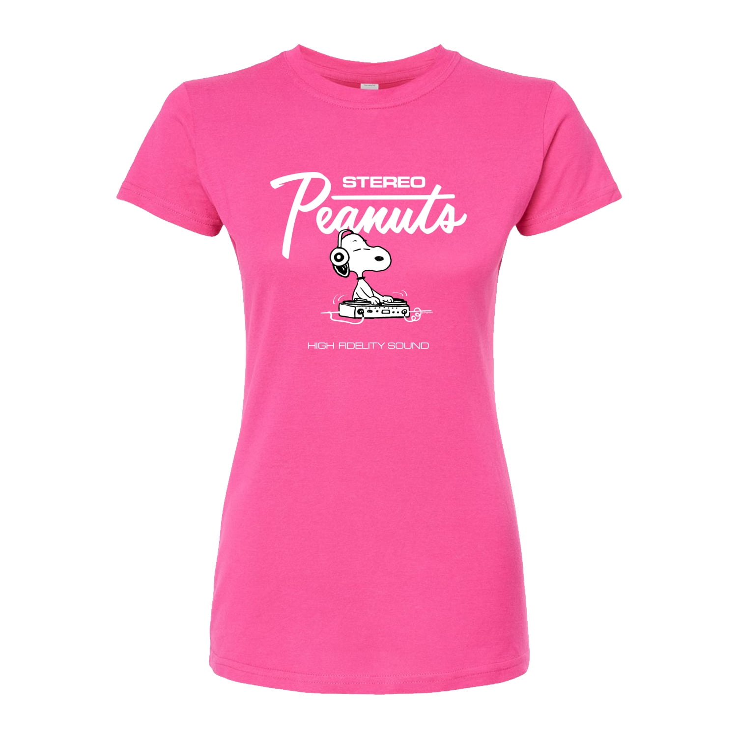 Peanuts - DJ Snoopy - Juniors Fitted Graphic T-Shirt - Walmart.com