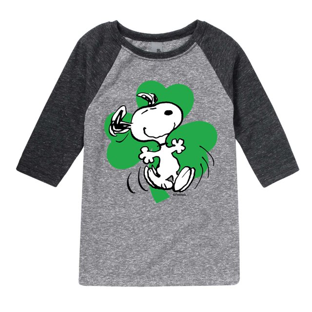 Peanuts - Dancing Snoopy Shamrock - Toddler and Youth Raglan - Walmart.com
