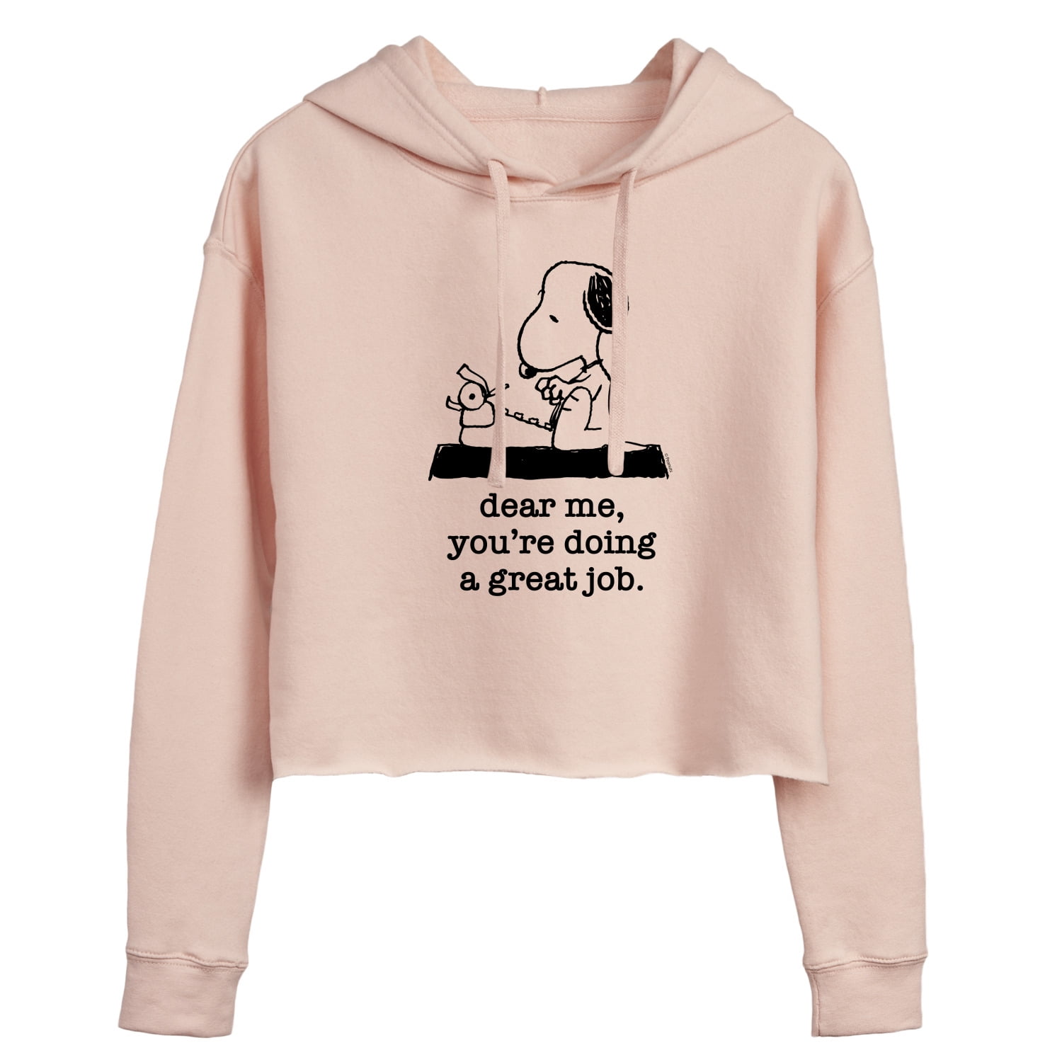 Peanuts - Dear Me Doing Great Job - Juniors Cropped Pullover Hoodie ...