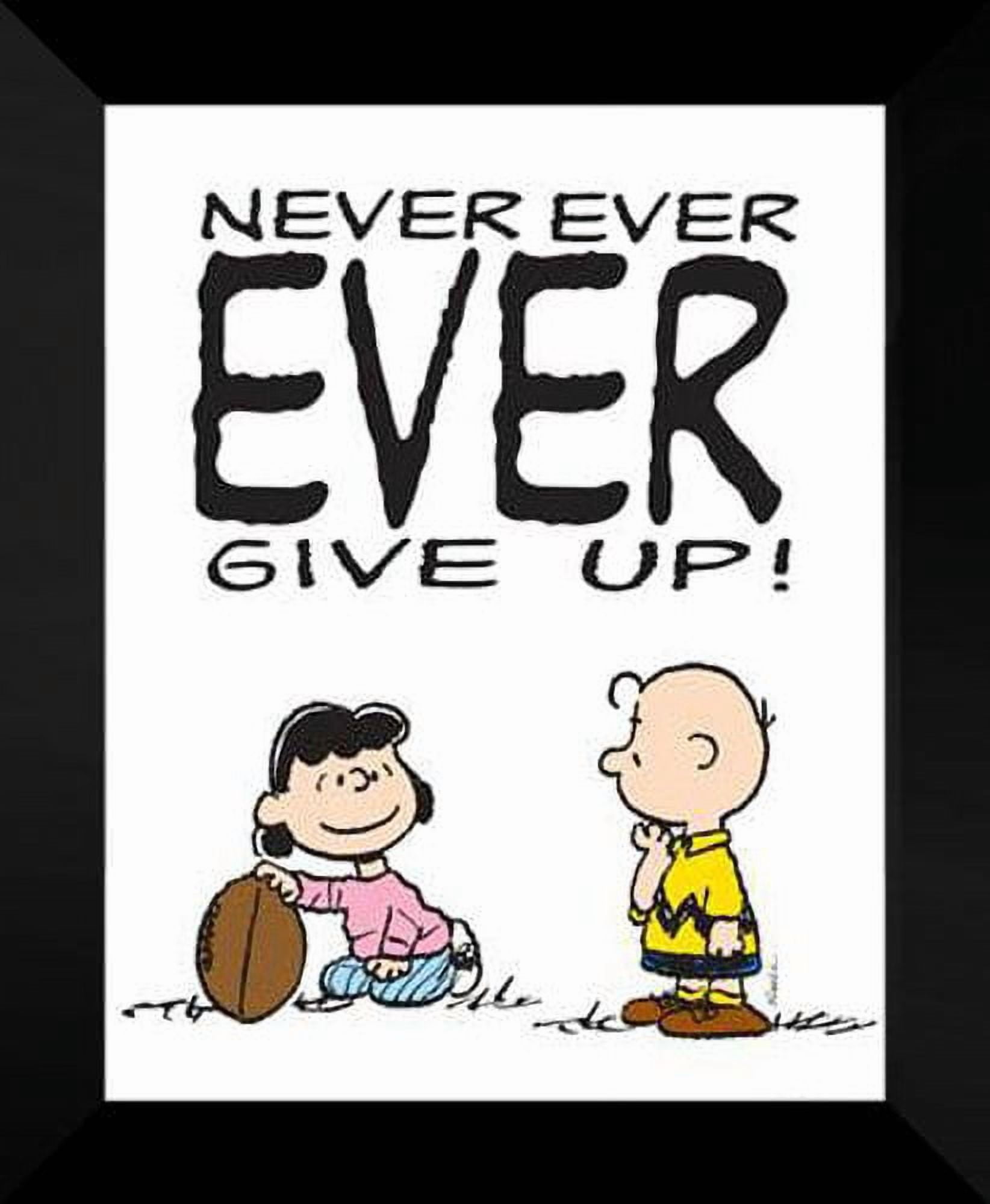 Peanuts Wall Home Decor - High Quality Framed Art 20x24 "Never Ever ...