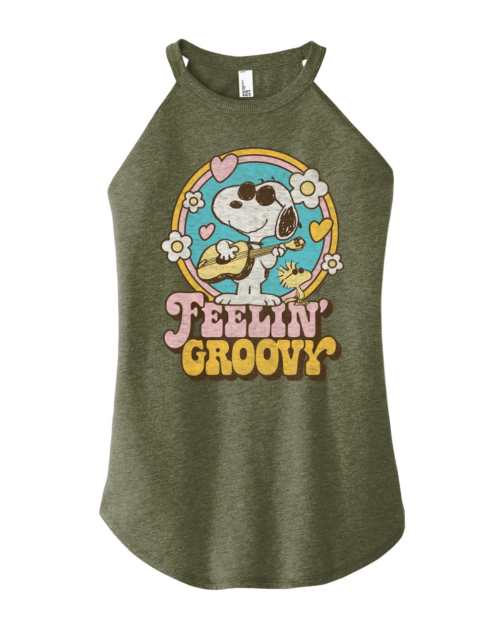 Peanuts - Feelin Groovy Snoopy And Woodstock - Juniors High Neck Tank ...