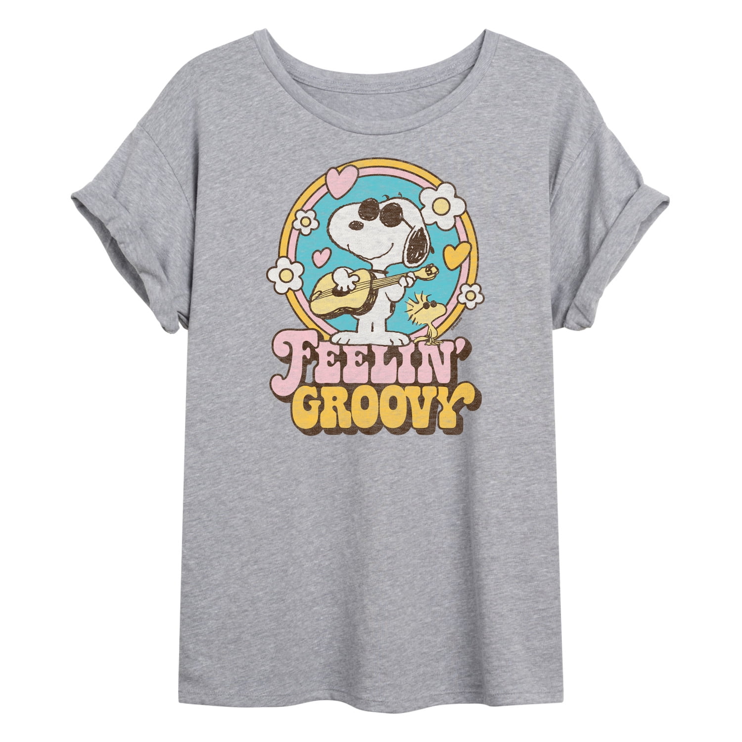 Peanuts - Feelin Groovy Snoopy And Woodstock - Juniors Ideal Flowy Muscle T-Shirt - Walmart.com