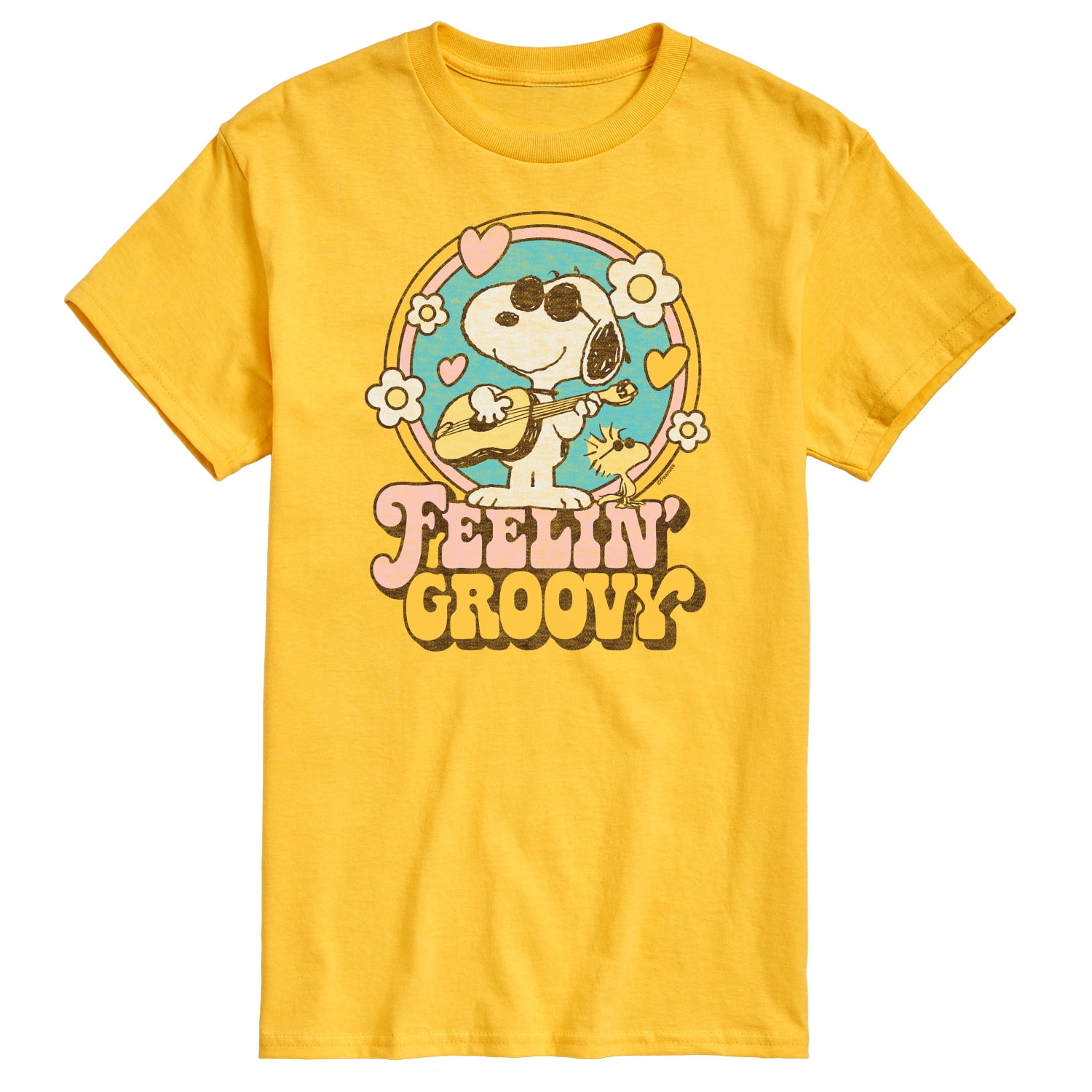 Peanuts - Feelin Groovy Snoopy And Woodstock Lights Only - Men's Short Sleeve Graphic T-Shirt ...