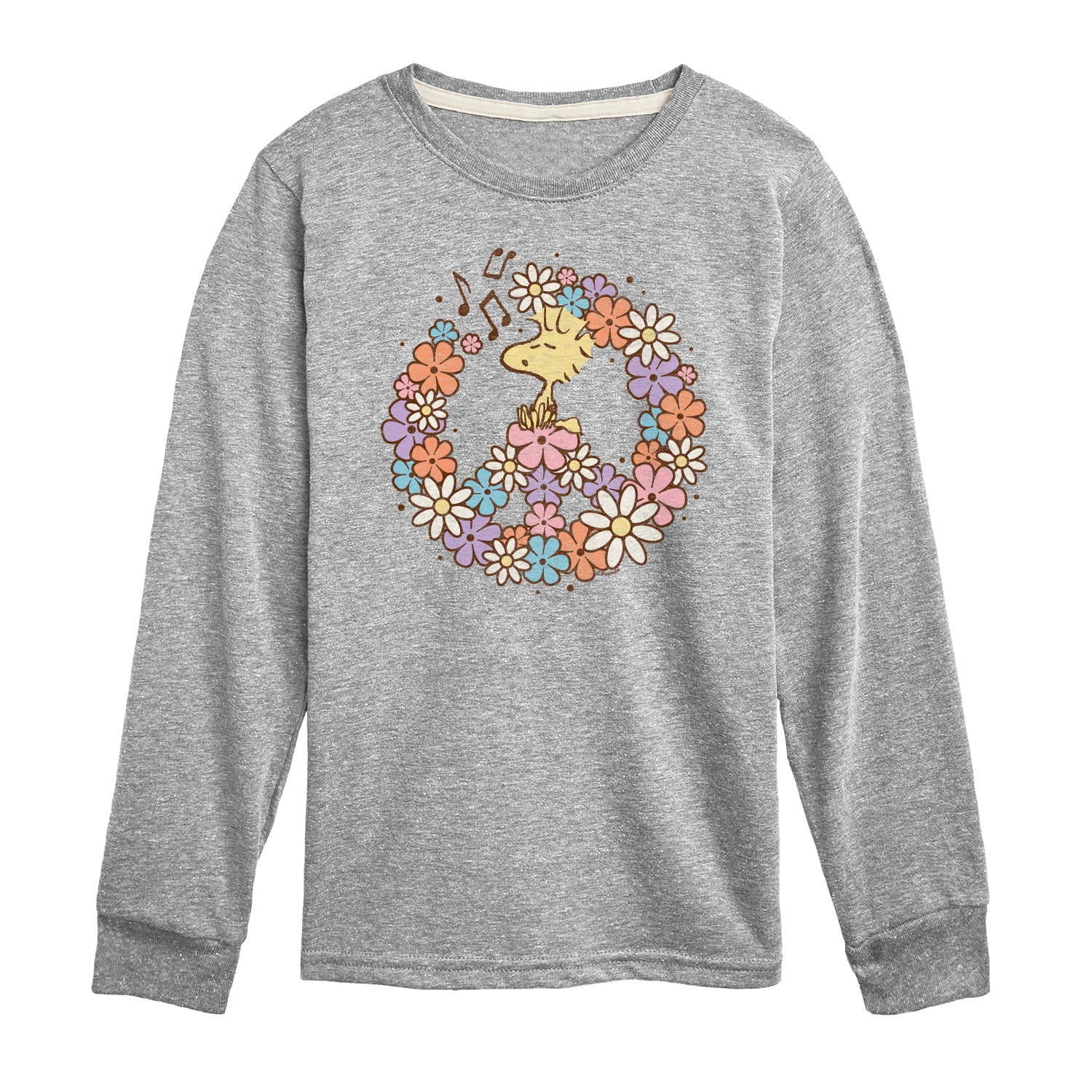 Peanuts - Floral Peace Sign - Woodstock - Toddler & Youth Long Sleeve ...