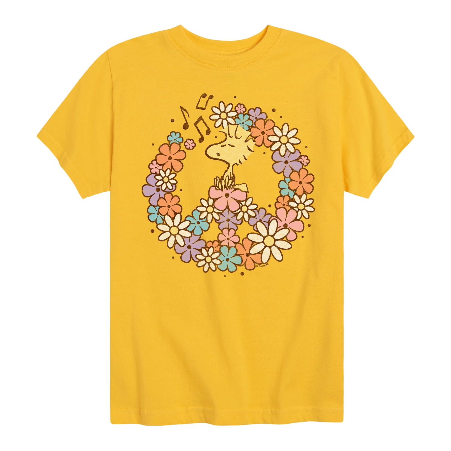 Peanuts - Floral Peace Sign - Woodstock - Toddler & Youth Short Sleeve ...