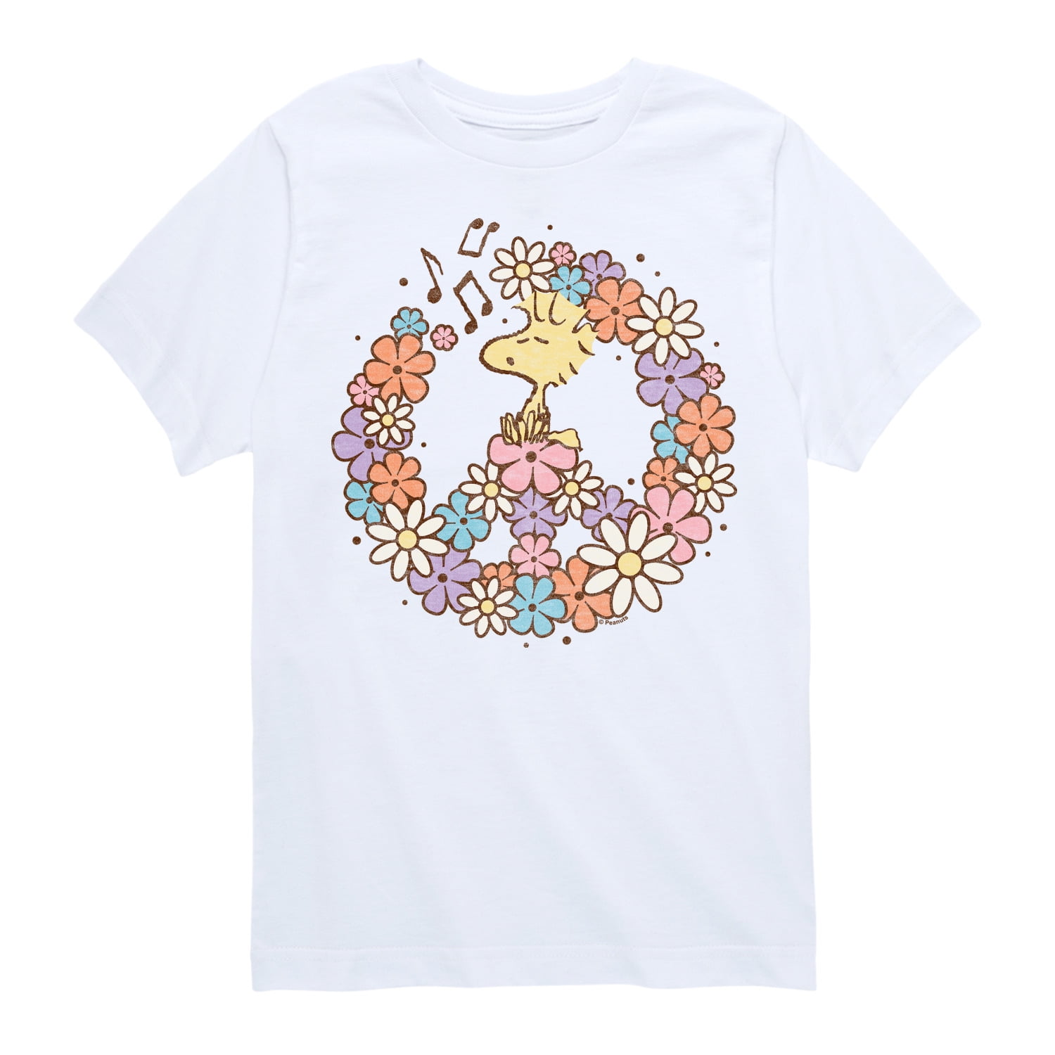 Peanuts - Floral Peace Sign - Woodstock - Toddler & Youth Short Sleeve ...