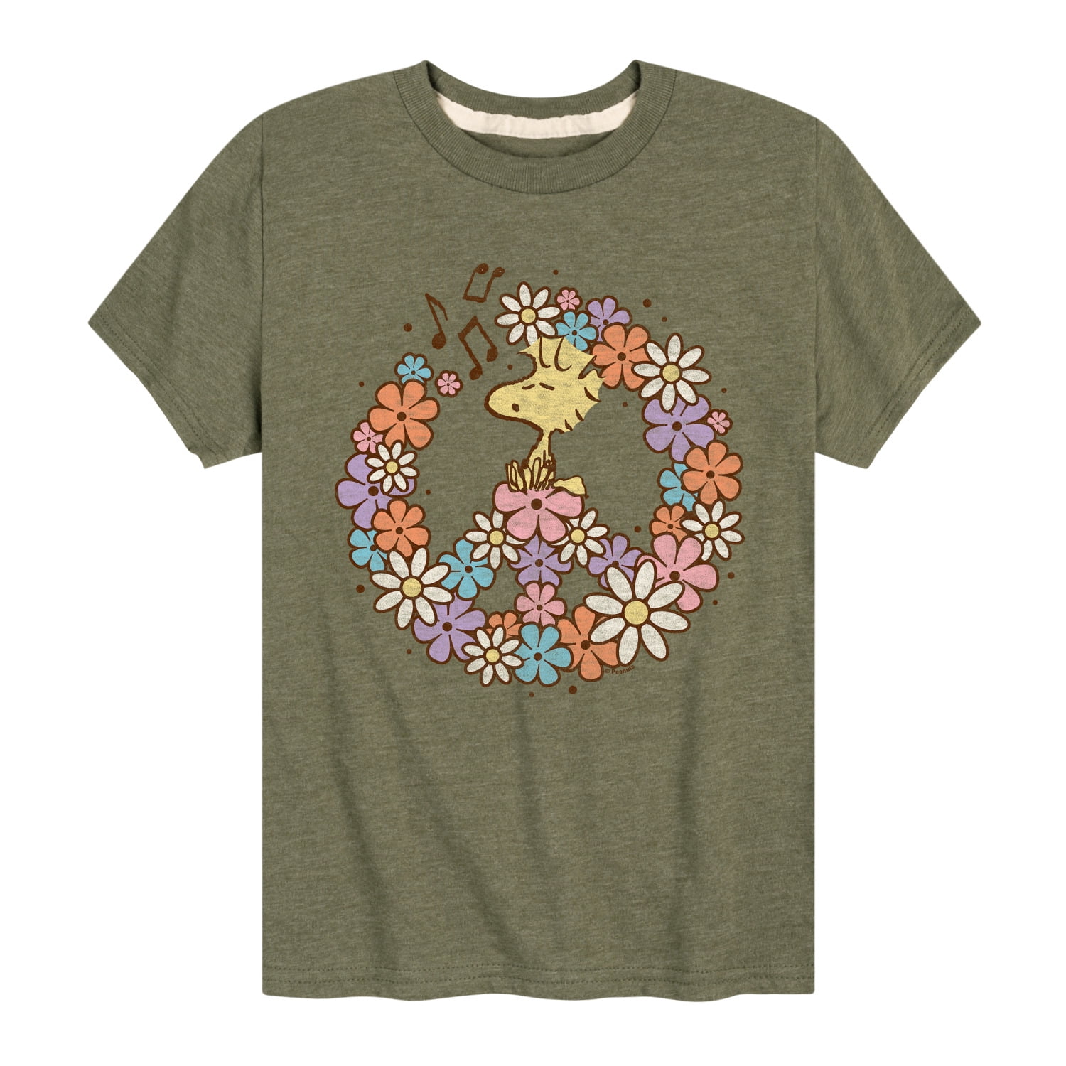 Peanuts - Floral Peace Sign - Woodstock - Toddler & Youth Short Sleeve ...
