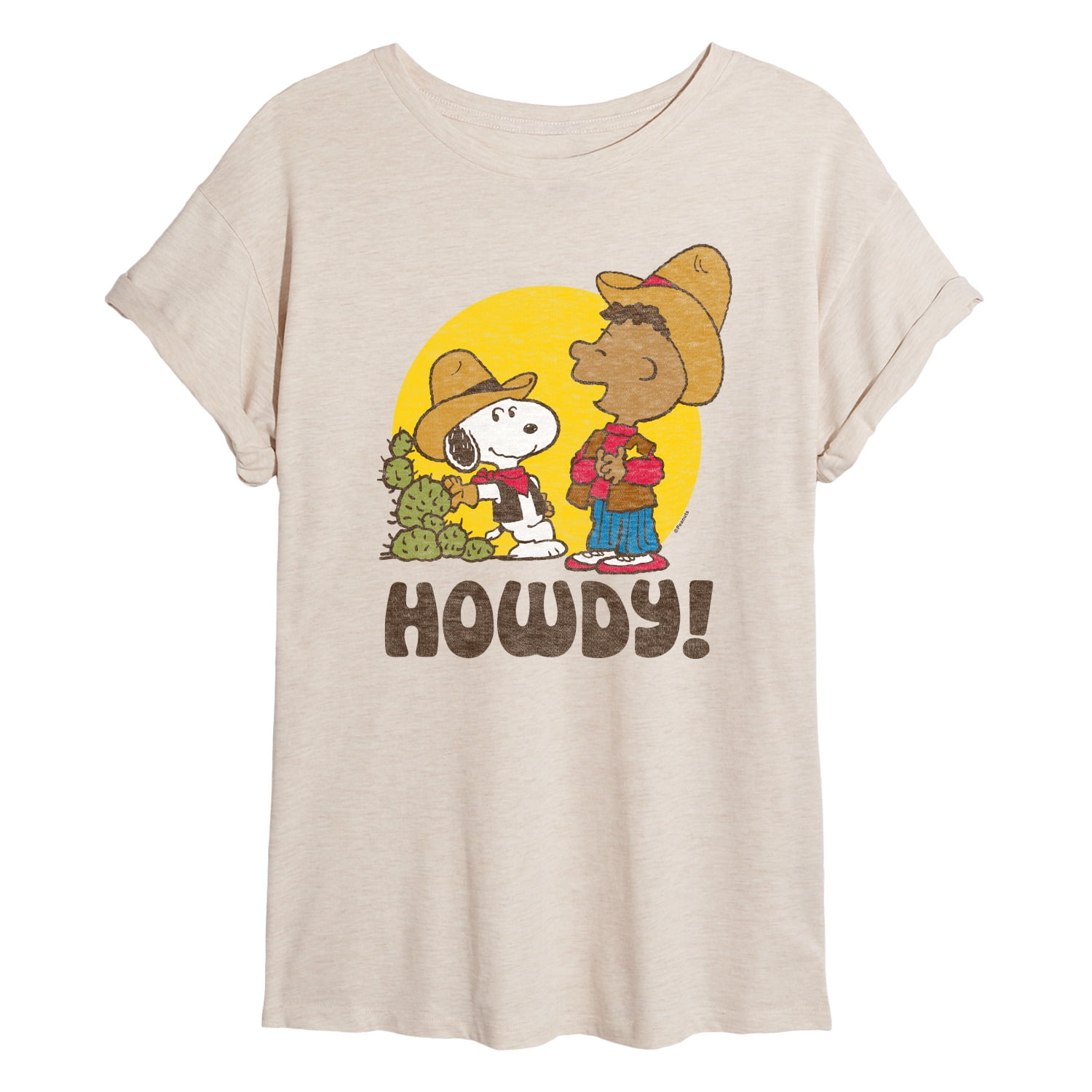 Peanuts - Franklin And Snoopy Howdy - Women's Oversized T-Shirt ...