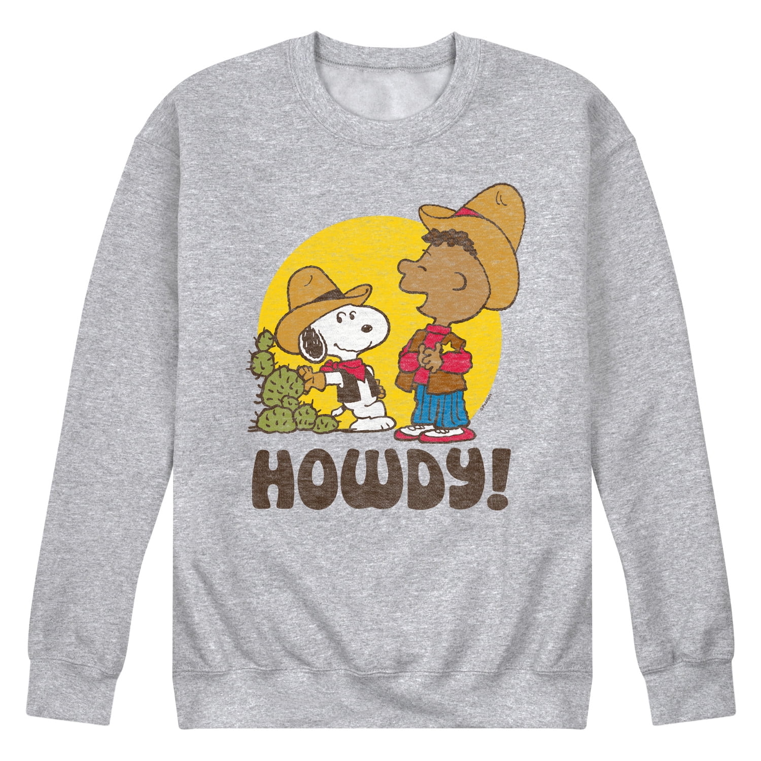 Peanuts - Franklin And Snoopy Howdy - Men's Crew Neck Fleece Pullover ...