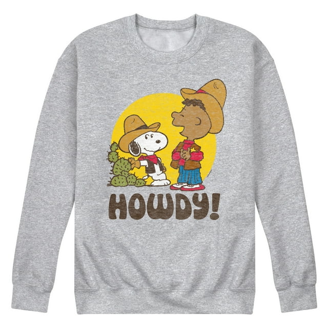 Peanuts - Franklin And Snoopy Howdy - Men's Crew Neck Fleece Pullover ...