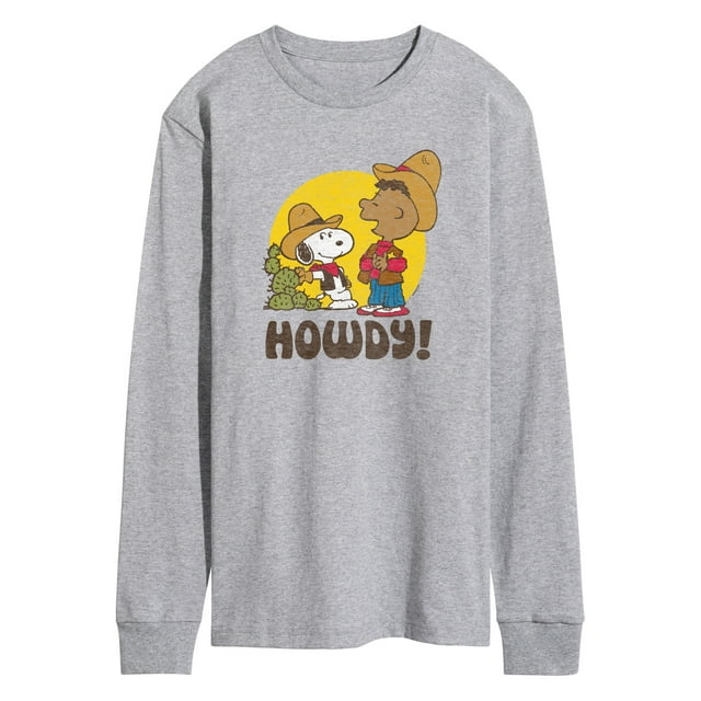 Peanuts - Franklin And Snoopy Howdy - Men's Long Sleeve T-Shirt ...