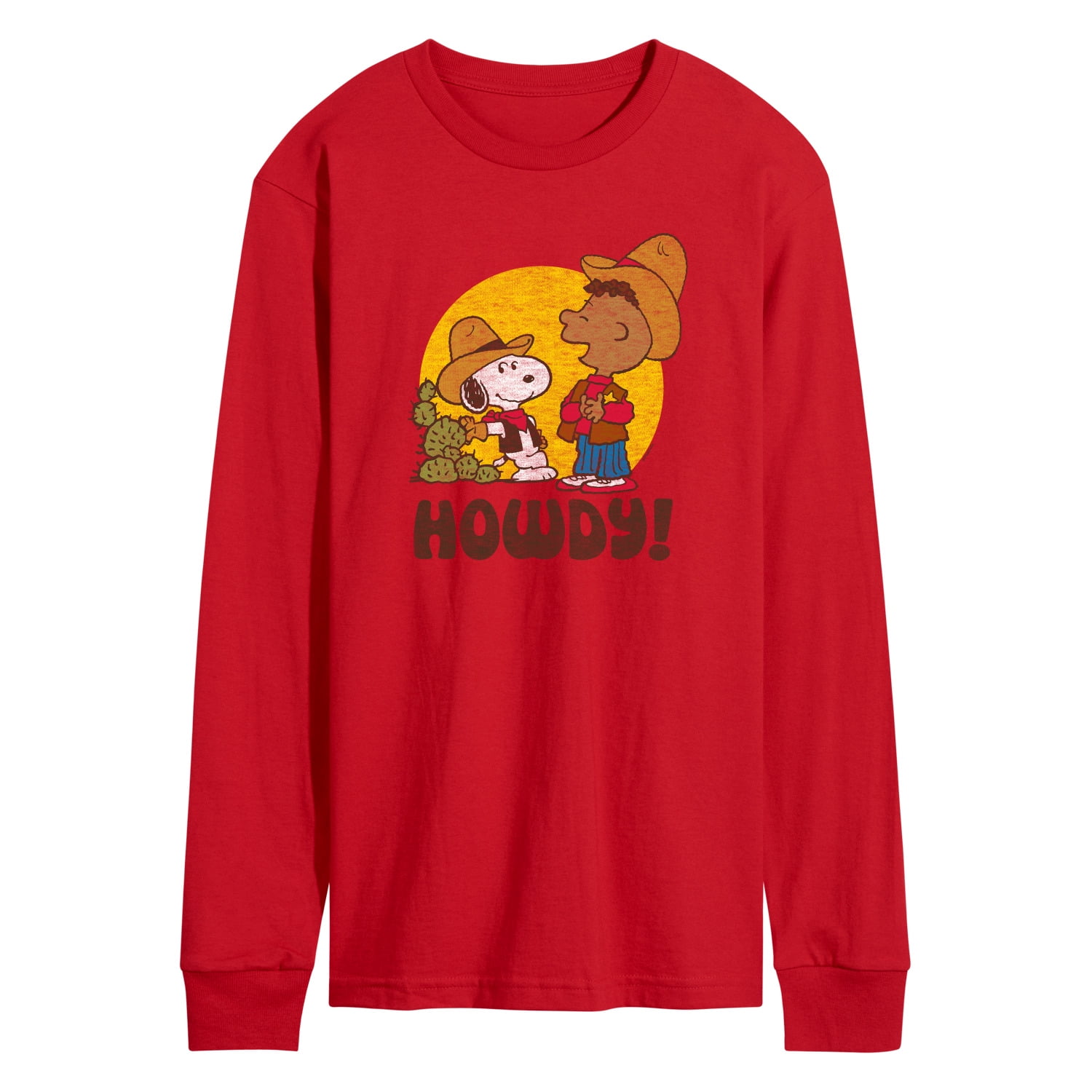 Peanuts - Franklin And Snoopy Howdy - Men's Long Sleeve T-Shirt ...