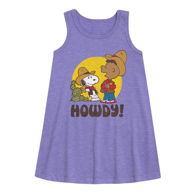 Peanuts - Franklin And Snoopy Howdy - Toddler & Youth Girls A-line ...