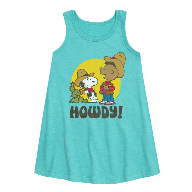 Peanuts - Franklin And Snoopy Howdy - Toddler & Youth Girls A-line ...