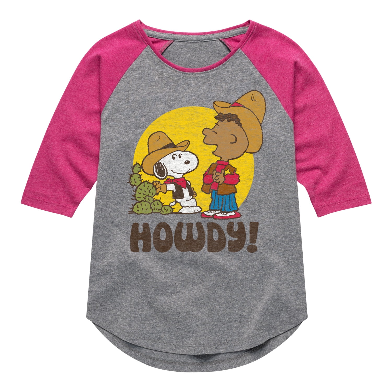 Peanuts - Franklin And Snoopy Howdy - Toddler & Youth Girls Raglan ...