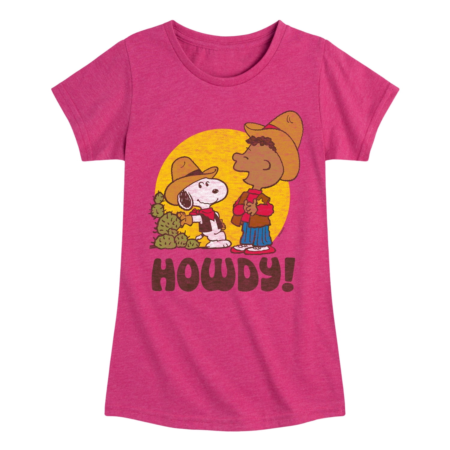 Peanuts - Franklin And Snoopy Howdy - Toddler & Youth Girls Short ...