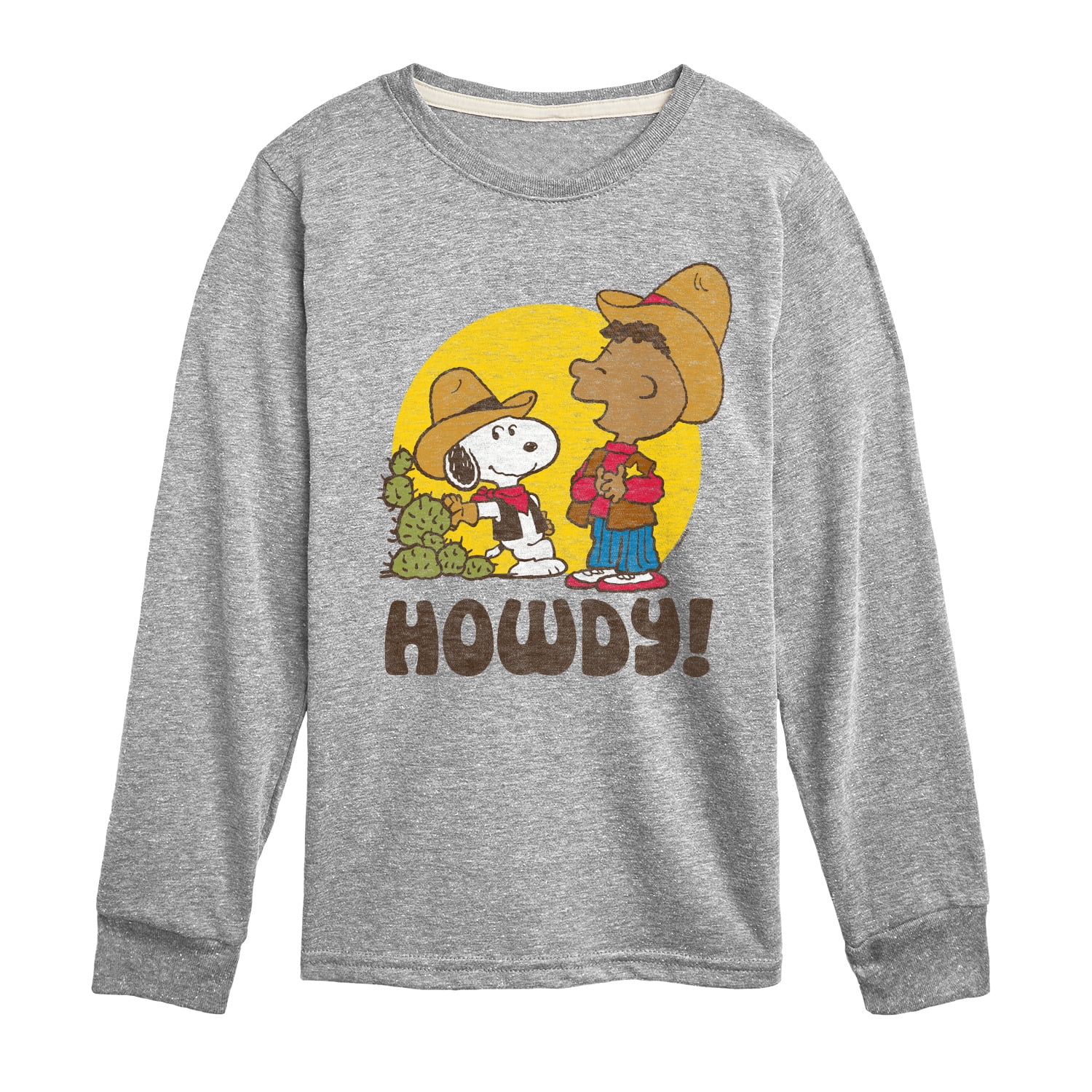 Peanuts - Franklin And Snoopy Howdy - Toddler & Youth Long Sleeve ...