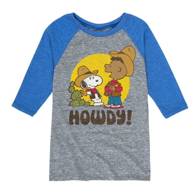Peanuts - Franklin And Snoopy Howdy - Toddler & Youth Raglan Graphic T ...