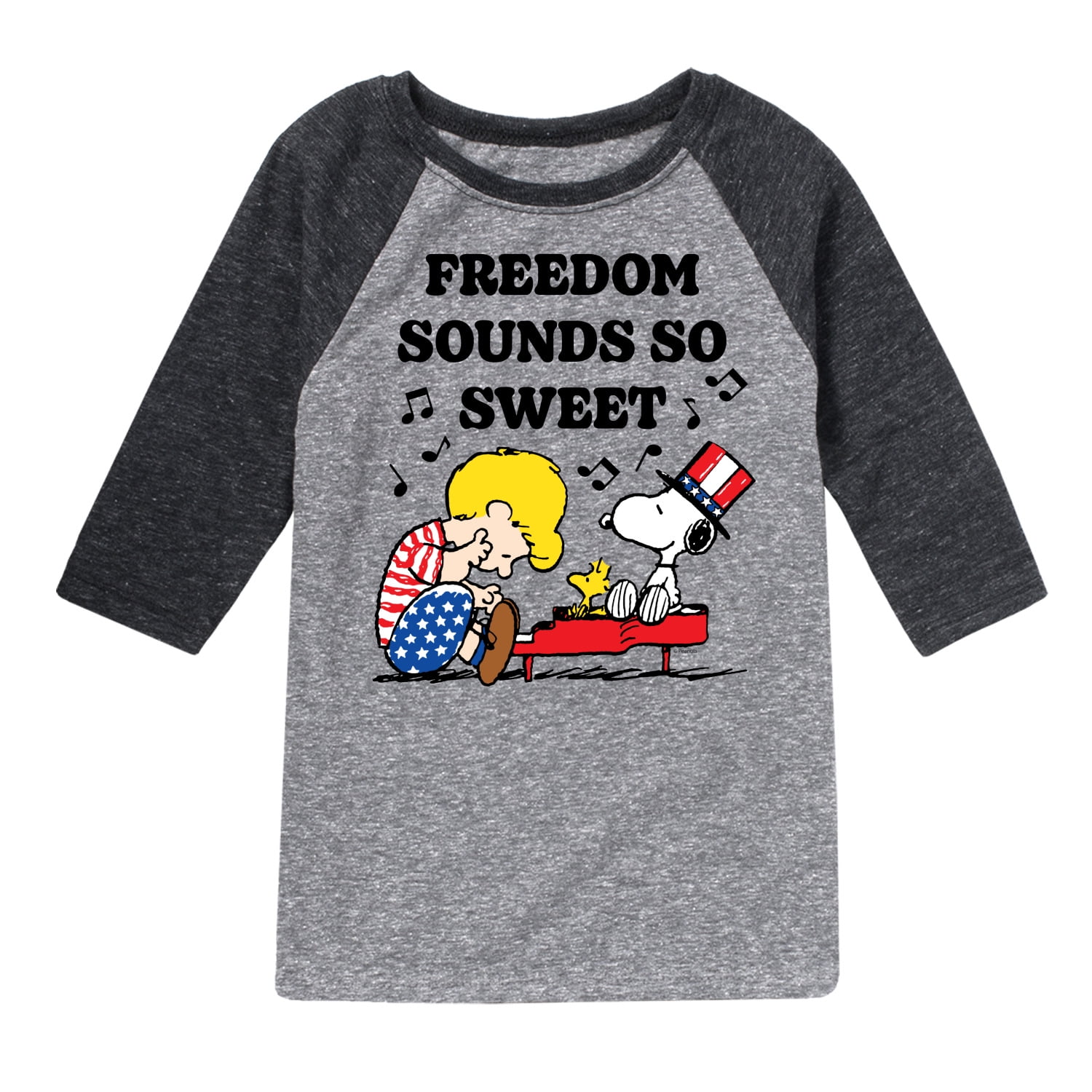 Peanuts - Freedom Sounds So Sweet - Toddler & Youth Raglan Graphic T ...