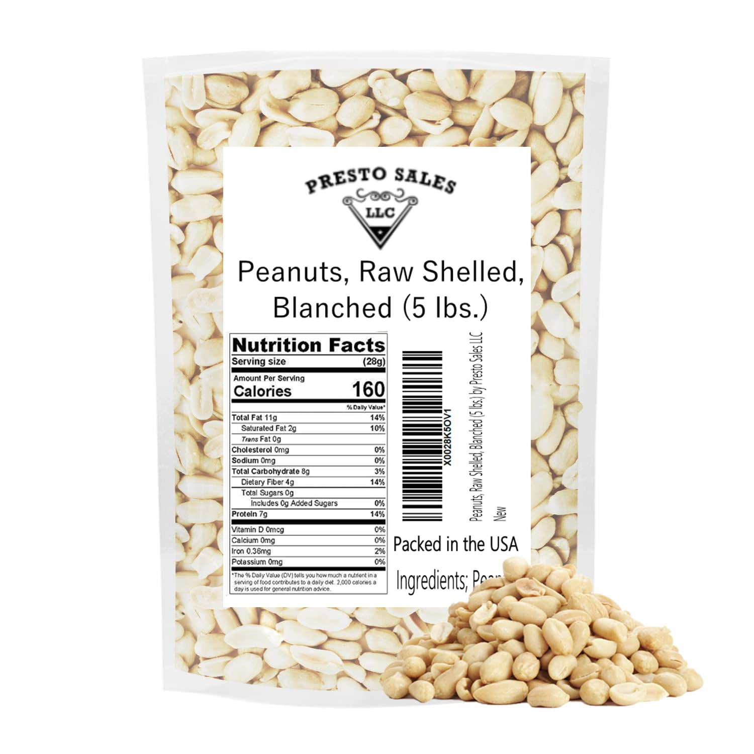 Peanuts, "Fresh and Crispy" TGF4 Raw Shelled, Blanched, #1 Snack ...