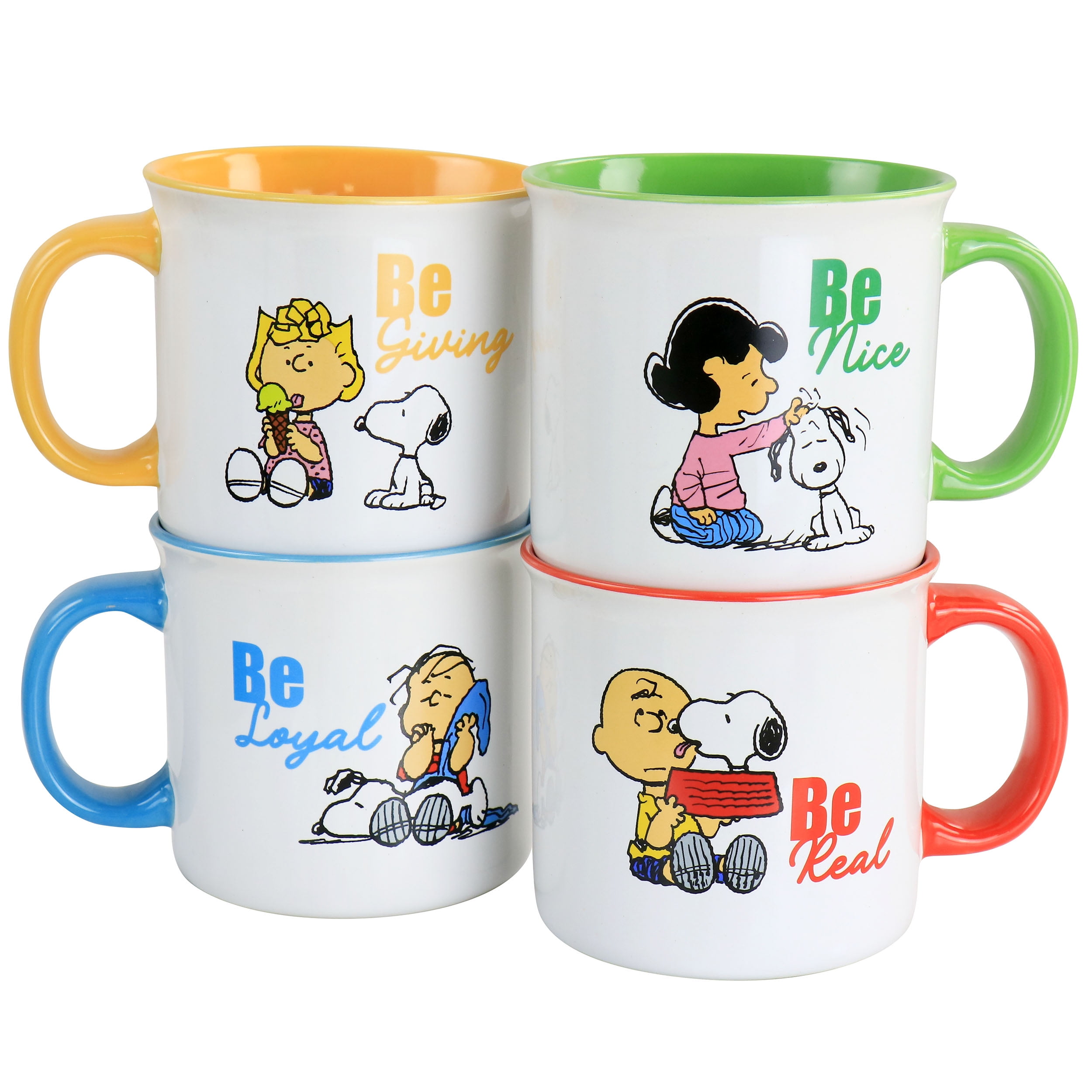 Peanuts Gentle Reminders Stoneware 4 Piece 21oz Mug Set in Assorted ...