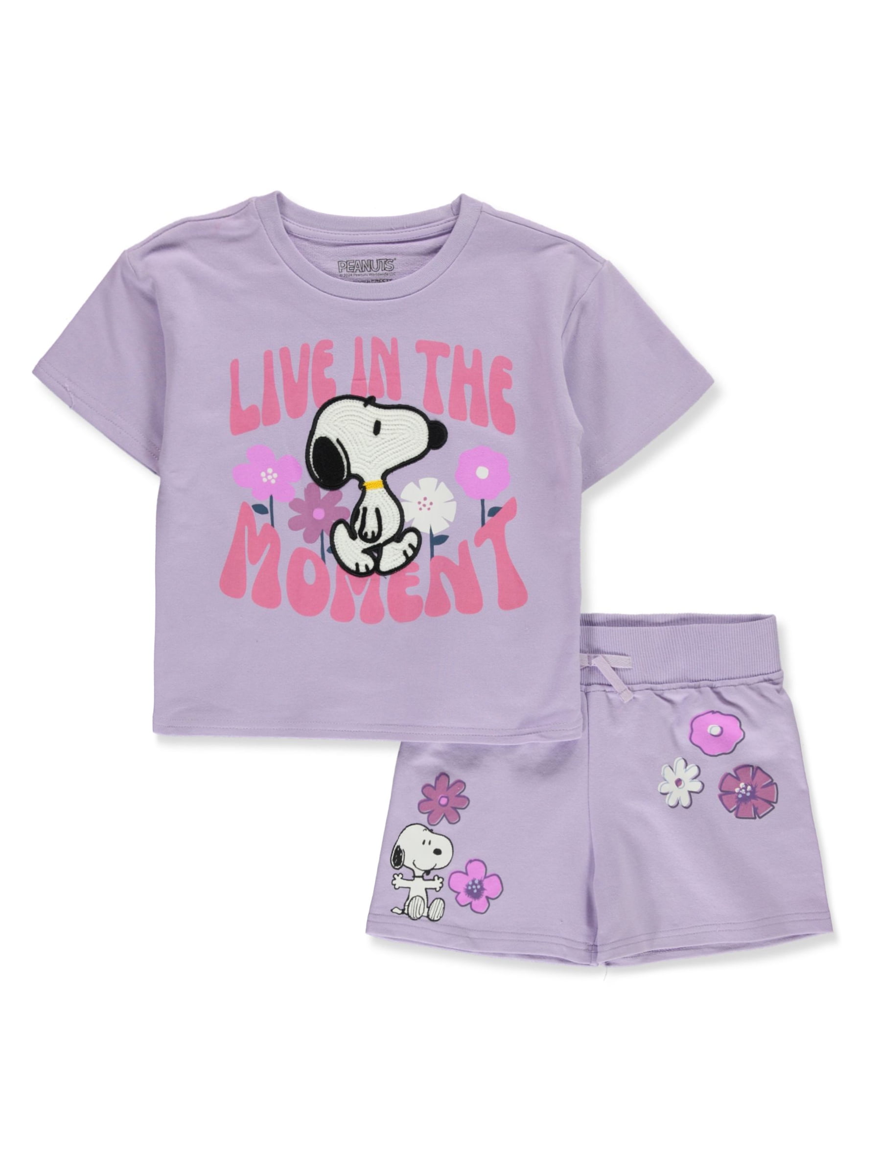Peanuts Girls' 2-Piece Snoopy Shorts Set Outfit - lilac, 14 - 16 (Big ...