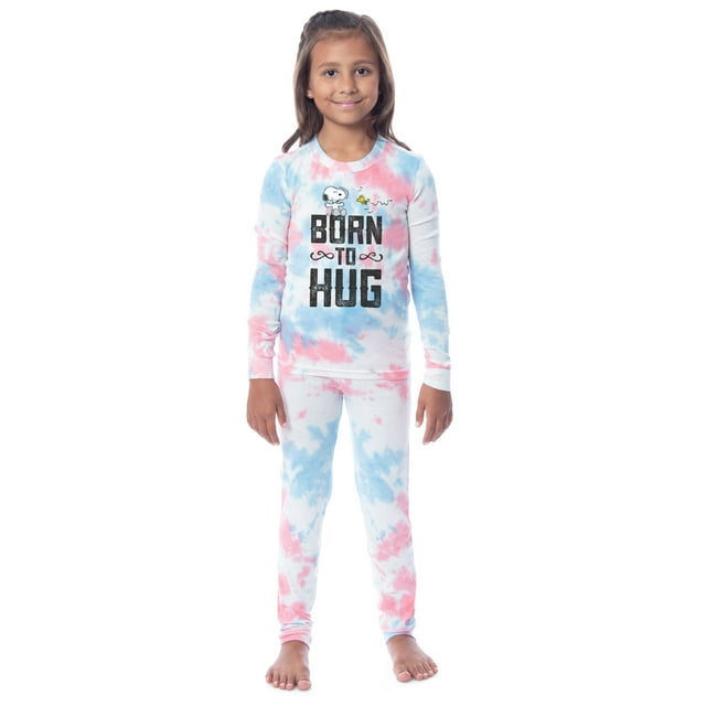 Peanuts Girls' Snoopy Born To Hug Unisex Child 2 Piece Sleep Pajama Set - Walmart.com